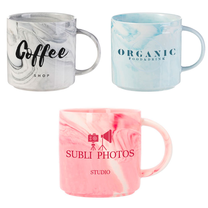 Mug personnalisé couleur effet marbré | Tasse imprimée avec logo